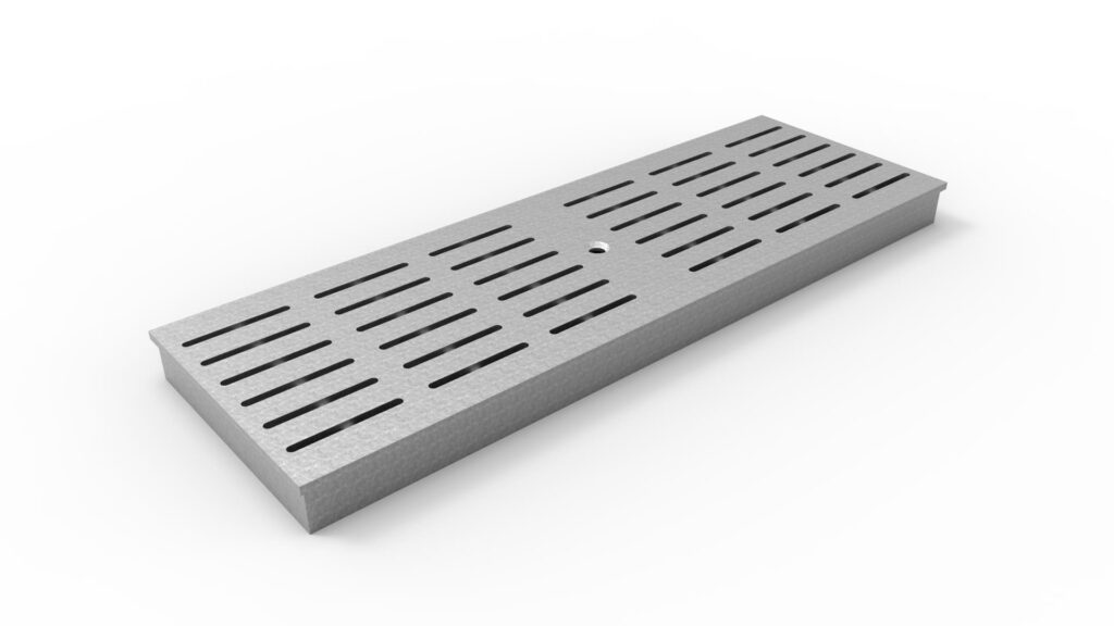 Buy an 8" wide ADA/Heel Proof galvanized slotted trench drain grate